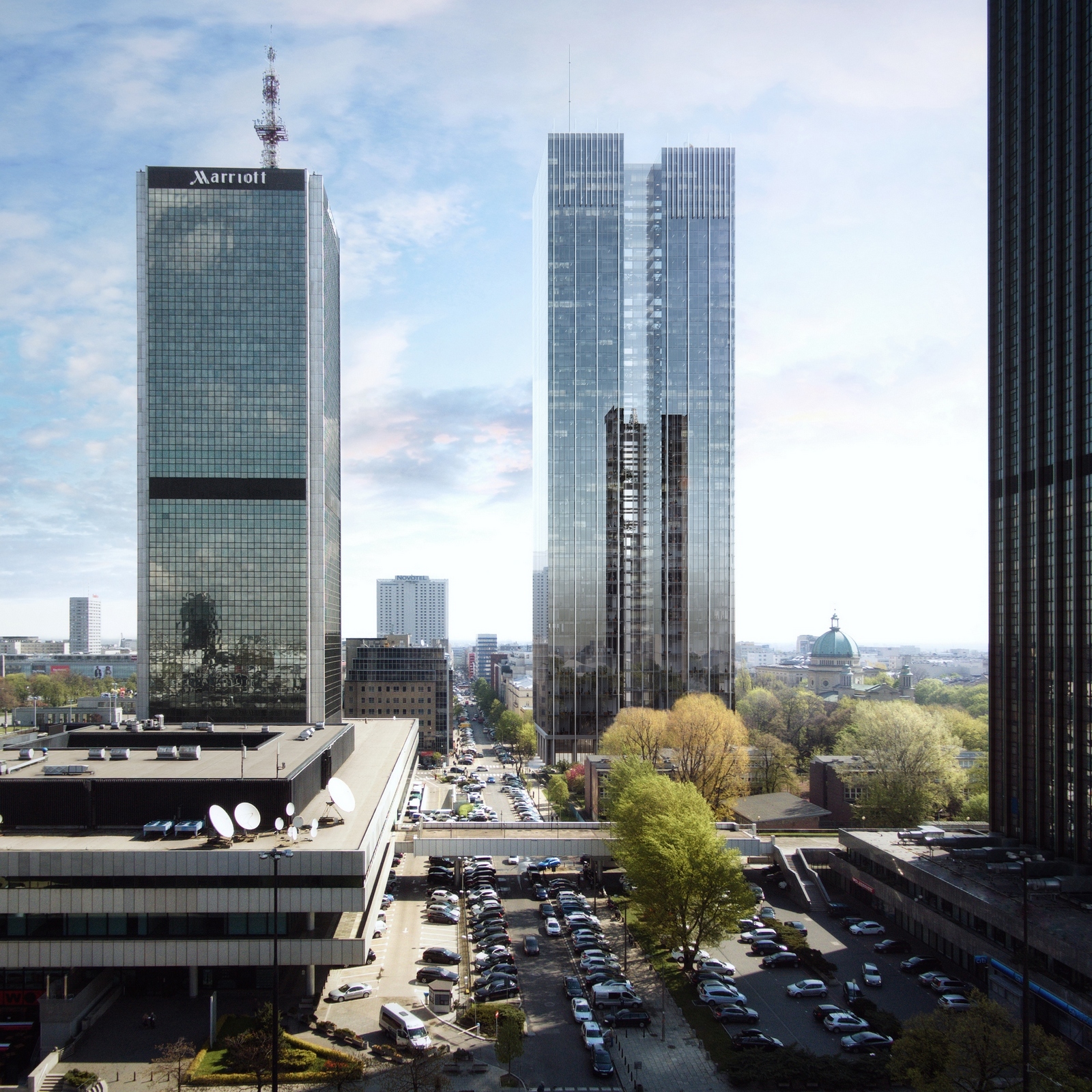 Drapacz chmur koło plebanii - Sztuka architektury
