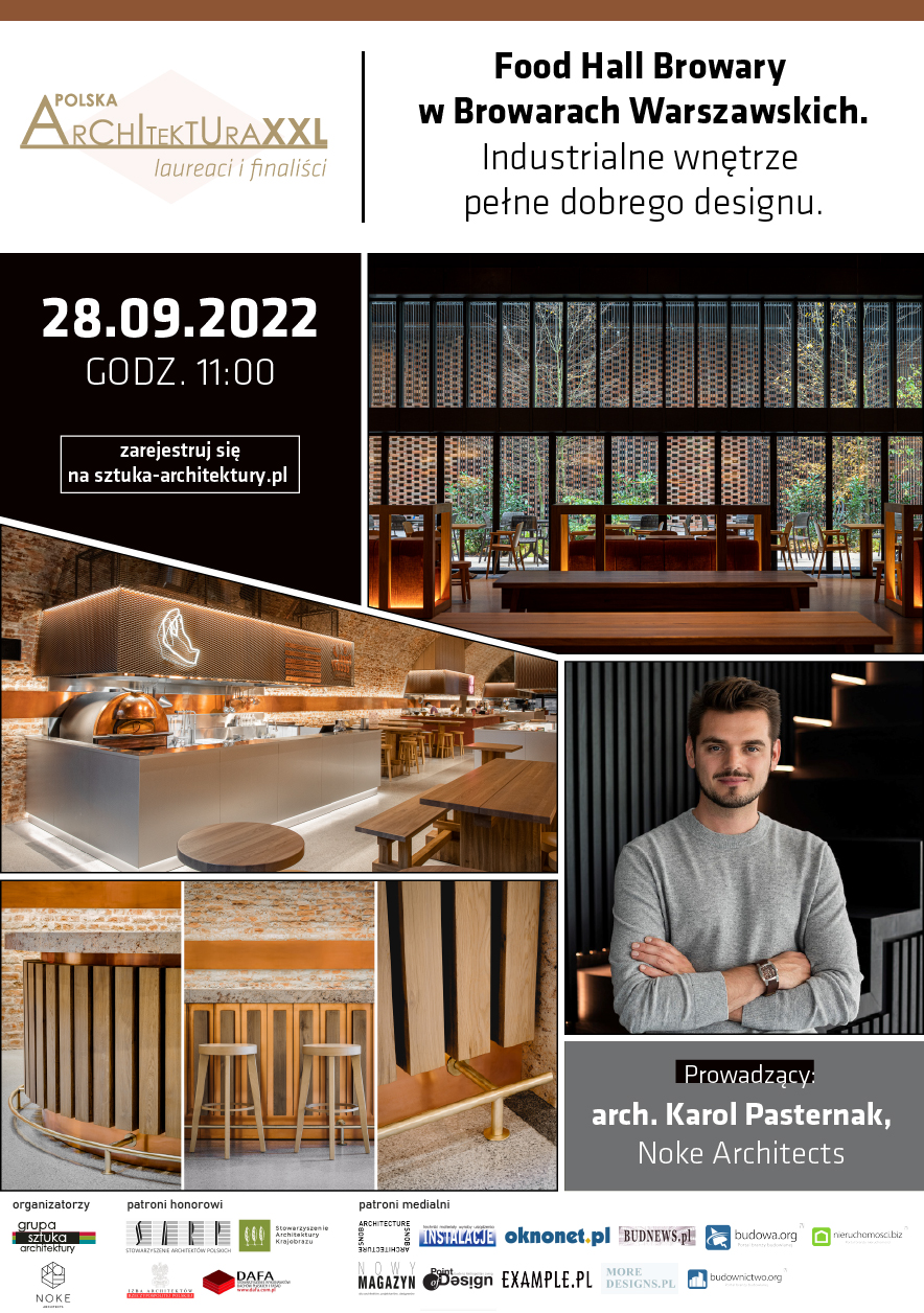 Food Hall Browary w Browarach Warszawskich. Industrialne wnętrze pełne ...